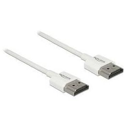 Delock HDMI Anschlusskabel HDMI-A Stecker 2 m Wei&szlig; 85137 vergoldete Steckkontakte, 4K UHD, verdrillt, dreifach geschirmt HDMI-Kabel
