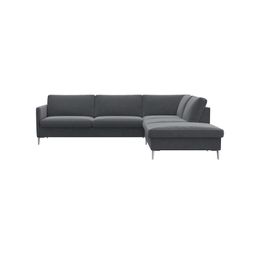 Ecksofa FLEXLUX "Fiore, L-Form, bequem und komfortabel durch hochwertigem Sitzaufbau", grau (soft grau), B:266cm H:85cm T:225cm, 100% Polyester, Sofas, Ecksofa, schmale Armlehnen, Kaltschaum, F&uuml;&szlig;e Alu