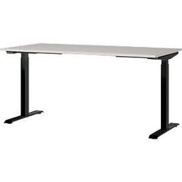 Schreibtisch Aalborg, elektrisch höhenverstellbar, Rechteck, bis 80 kg, T-Fuß Gestell, B 1600 x T 800 x H 720 – 1200 mm, kaschmir/schwarzgrau