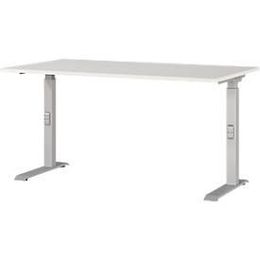 Schreibtisch Agenda, mechanisch höhenverstellbar, B 1400 x T 800 x H 680-910 mm, Lichtgrau/Schwarz