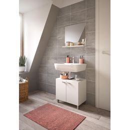 Badmöbel-Set Welltime "Tampa, best. aus Waschbeckenunterschrank und Spiegel, Breite 57cm", weiß (weiß nachbildung), B:57cm H:44cm T:33cm, Spanplatte, Kastenmöbel-Sets, 2-teilig, Bad-Möbel, Bad-Spiegel, Badschrank