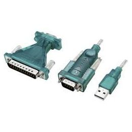 LogiLink Seriell Adapter [1x USB 2.0 Stecker A - 1x D-SUB-Stecker 9pol., D-SUB-Stecker 25pol.] 1.3 m Gr&uuml;n