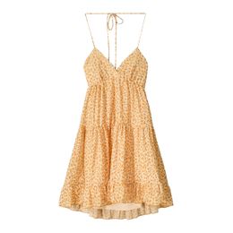 Bershka Kleid Damen Gr&ouml;&szlig;e 34 dunkelbraun / gelb / pastellgelb / orange