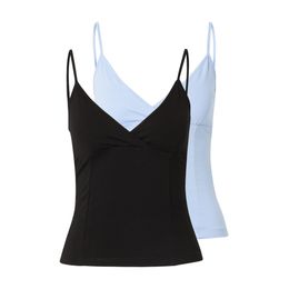 WEEKDAY Top 'Lizzy' Damen Gr&ouml;&szlig;e M hellblau / schwarz