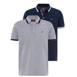 Williot Poloshirt Herren Gr&ouml;&szlig;e XXL dunkelblau / graumeliert / rot / wei&szlig;