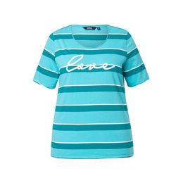 Ulla Popken T-Shirt Damen Gr&ouml;&szlig;e XXXL/4XL aqua / petrol / wei&szlig;