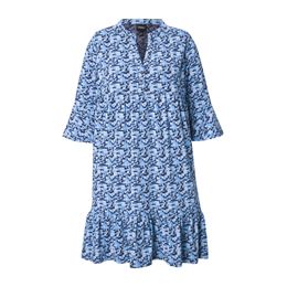 Ulla Popken Kleid Damen Gr&ouml;&szlig;e 50/52 blau / navy / pastellblau Winterkleid