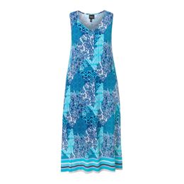 Ulla Popken Kleid Damen Gr&ouml;&szlig;e 46/48 navy / aqua / hellgr&uuml;n / offwhite Winterkleid