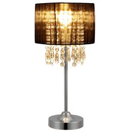 Tischleuchte Schwarz [40 cm x Ø20 cm] Tischlampe Kristall Textil Lampe [lux.pro]