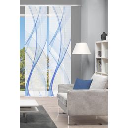 Schiebegardine Vision "PACOLIA" Gr. 1, blau, B:60cm H:260cm, Polyester, Gardinen, SET,SCHIEBEVORHANG,BAMBUS,DIGITALDRUCK