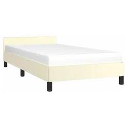 vidaXL Bettgestell mit Kopfteil ohne Matratze Creme 90x200 cm