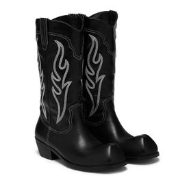 K.O.I. KOI Cryptek Snub Nose Tall Cowboy Boots - Black Vintage Stiefel schwarz in EU45