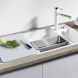 Blanco Spüle 523477 100x51cm, PuraDur weiß, rechts, mit Glasschneidbrett