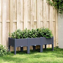 vidaXL Pflanzkasten mit Beinen Blaugrau 120x40x42 cm PP