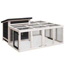 vidaXL Kaninchenstall 144x123x67,5 cm (L x B x H) grau
