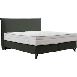 Boxspringbett Alina "Manrid in der Breite 180x200cm", olivgrün ttn 333, B:200cm L:212cm, Lederoptik TTN (84% Polyester, 16% Leder), Komplettbetten, inkl. Partnermatratze