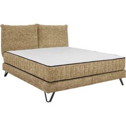 Boxspringbett "Baldwin", gelb (safran), B:202cm L:212cm, 95% Polyester, 5% Cotton, SET ONE BY Musterring, Komplettbetten, Liegefläche 180 x 200 cm, Duo-Matratze (H3/H4), Kopfteil zweigeteilt