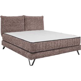 Boxspringbett "Baldwin", kamin, B:202cm L:212cm, 95% Polyester, 5% Cotton, SET ONE BY Musterring, Komplettbetten, Liegefläche 180 x 200 cm, Duo-Matratze (H3/H4), Kopfteil zweigeteilt