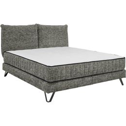Boxspringbett "Baldwin", grün, B:202cm L:212cm, 95% Polyester, 5% Cotton, SET ONE BY Musterring, Komplettbetten, Liegefläche 180 x 200 cm, Duo-Matratze (H3/H4), Kopfteil zweigeteilt