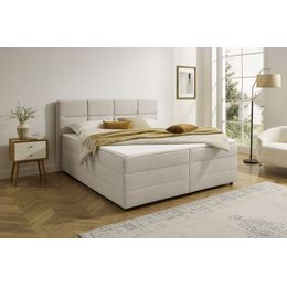Boxbett Inosign "Fillmore inkl. Bettkasten, Liegefläche 180x200 cm, in Boxspring-Optik", beige (creme), B:194cm L:210cm, Komplettbetten, inkl. Topper, erhältlich in verschiedenen Farben