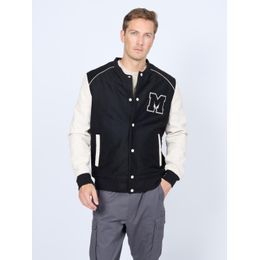 Lederjacke Mustang "31022263", Herren, Gr. S, schwarz (schwarz, ecru), Obermaterial: 100% Wolle. &Auml;rmel: 100% Lammleder. Futter: 65% Polyester, 35% Baumwolle. &Auml;rmelfutter: 100% Polyester. Strickmaterial: 65% Polyester, 35% Baumwolle, ohne B&uuml;ndchen, Jacken