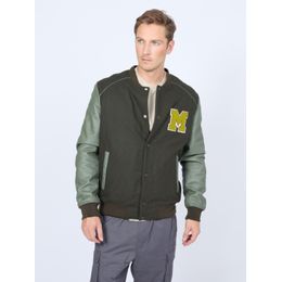 Lederjacke Mustang "31022263", Herren, Gr. M, gr&uuml;n (olive), Obermaterial: 100% Wolle; &Auml;rmel: 100% Lammleder; Futter: 65% Polyester, 35% Baumwolle; &Auml;rmelfutter: 100% Polyester; Strickmaterial: 65% Polyester, 35% Baumwolle, ohne B&uuml;ndchen, Jacken