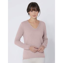 CREATION L PREMIUM Wit Damen Kaschmirpullover mit V-Ausschnitt, ros&eacute;-meliert, Gr&ouml;&szlig;e 40/42