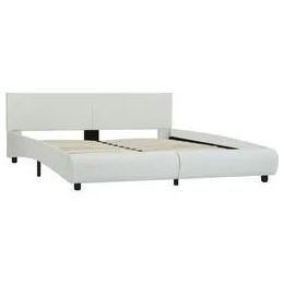 vidaXL Bettgestell mit LED Weiß Kunstleder 160×200 cm