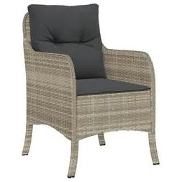 vidaXL 9-tlg. Garten-Essgruppe mit Kissen Hellgrau Poly Rattan
