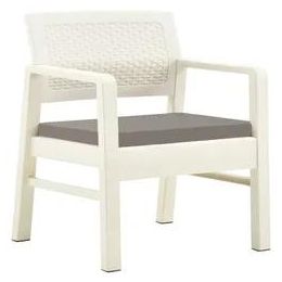vidaXL 3-tlg. Garten-Lounge-Set mit Auflagen Kunststoff Weiß