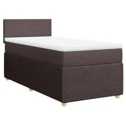 vidaXL Boxspringbett mit Matratze Dunkelbraun 90x190 cm Stoff