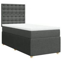 vidaXL Boxspringbett mit Matratze Dunkelgrau 80x200 cm Stoff