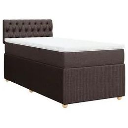 vidaXL Boxspringbett mit Matratze Dunkelbraun 90x200 cm Stoff