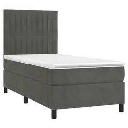 vidaXL Boxspringbett mit Matratze & LED Dunkelgrau 90x200 cm Samt