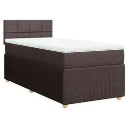 vidaXL Boxspringbett mit Matratze Dunkelbraun 90x200 cm Stoff