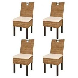 vidaXL Esszimmerstühle 4 Stk. Kubu-Rattan Mangoholz