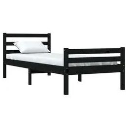 vidaXL Massivholzbett Schwarz 90x200 cm