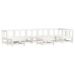 vidaXL 8-tlg. Garten-Lounge-Set mit Kissen Weiß Massivholz