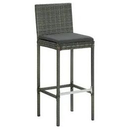 vidaXL 7-tlg. Gartenbar-Set mit Kissen Poly Rattan Grau