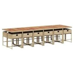 vidaXL 13-tlg. Garten-Essgruppe mit Kissen Beige Poly Rattan