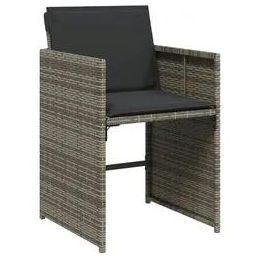 vidaXL 17-tlg. Garten-Essgruppe mit Kissen Grau Poly Rattan