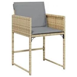 vidaXL Gartenstühle mit Kissen 4 Stk. Beigemischung Poly Rattan
