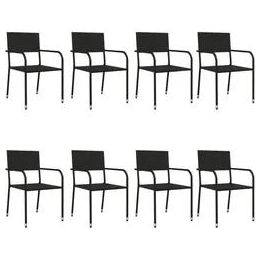 vidaXL 9-tlg. Garten-Essgruppe Schwarz Poly Rattan und Stahl
