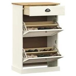vidaXL Schuhschrank VIGO 60x35x96 cm Weiß Massivholz Kiefer