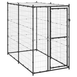 vidaXL Outdoor-Hundezwinger Stahl mit Dach