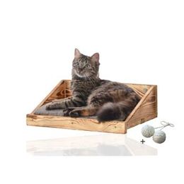 Rohrschneider &reg; Katzen Kletterstufe mit Kissen, Kletterwand-Element mit Gratis-Spielballset