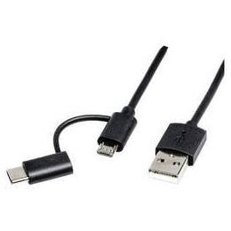 ROLINE USB 2.0 Sync- & Ladekabel Typ A - Typ C / Micro B, schwarz, 1 m