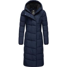 Steppmantel Ragwear "Pavla Extralong", Damen, Gr. XXXL(46), blau (navy), Oberstoff: 100% Polyester; Futter: 100% Polyester; Wattierung: 100% Polyester; &Auml;rmelfutter: 100% Polyester, figurumspielend extralang, &Auml;rmel ohne &Auml;rmelschlitz Rippstrickb&uuml;ndchen, M&auml;ntel Steppmantel, zeitloser, wasserdichter Damen Wintermantel