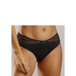 Lascana Tanga 'Vittoria' schwarz Gr. 32/34 f&uuml;r Damen. Mit Schleife, Spitze. K&ouml;rpernah