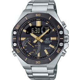 Smartwatch CASIO EDIFICE, silber (edelstahlfarben), Smartwatches, Armbanduhr, Herrenuhr, Edelstahlarmband, Bluetooth,bis 10 bar wasserd.